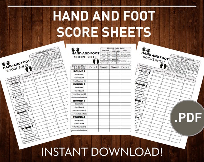 Hand & Foot Rules | Score Card | Cheat Sheet | Printable - Etsy Canada
