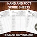 Printable Hand and Foot Score Sheet | Hand and Foot Score Card | Hand ...