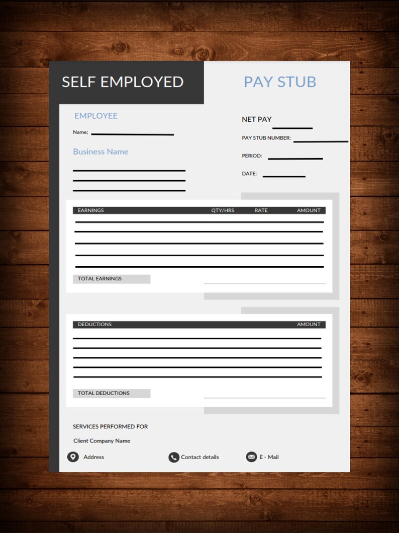 Printable Employee Pay Stub | Paycheck Stub | Earnings Statement ...