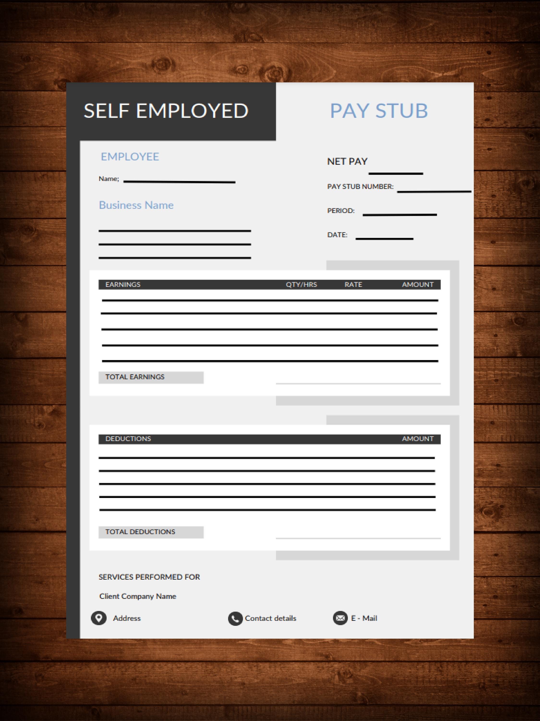 Printable Employee Pay Stub | Paycheck Stub | Earnings Statement ...