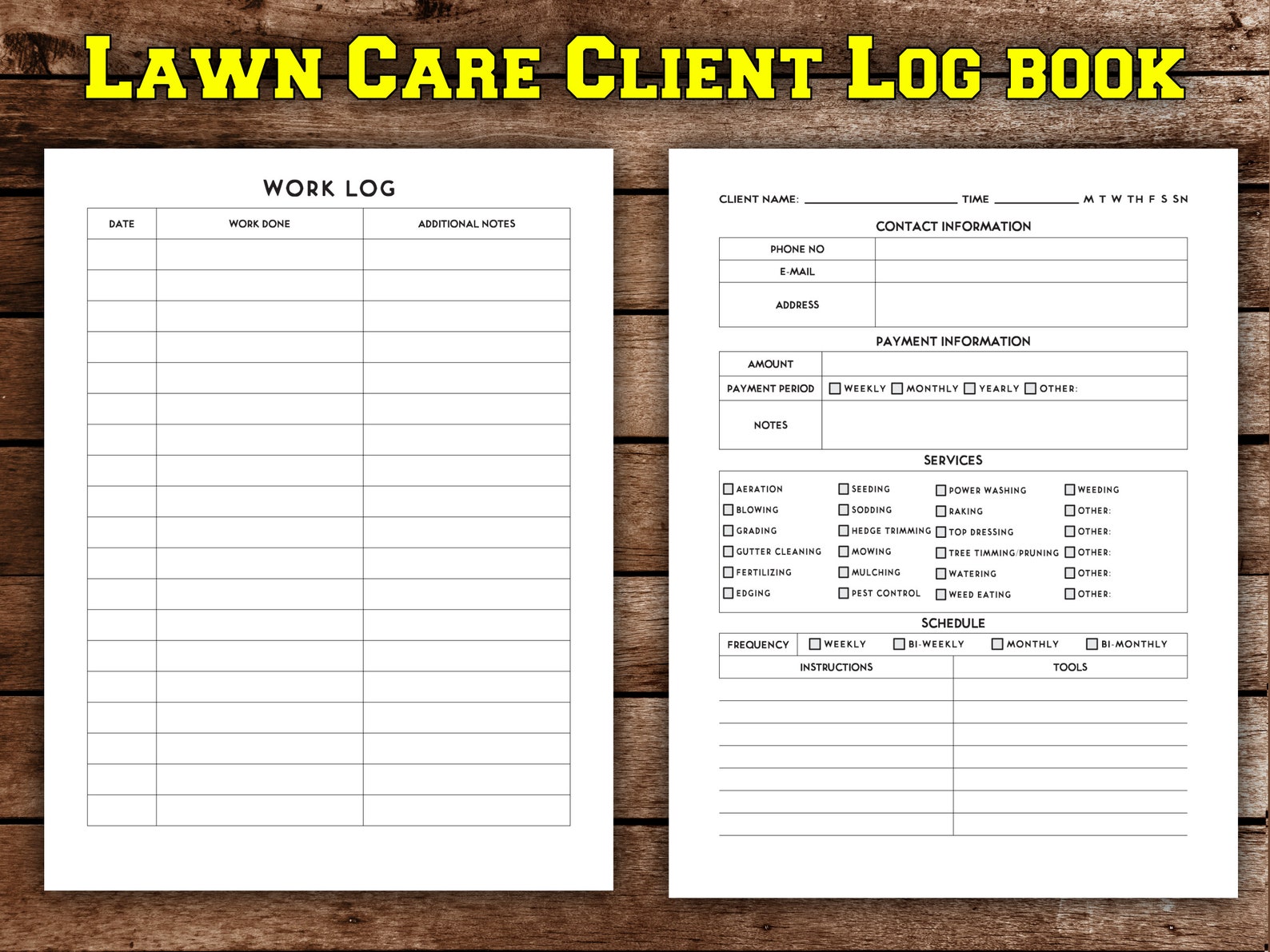 Lawn Care Client Log Book Amazon KDP Interior. Lawn Care Business ...