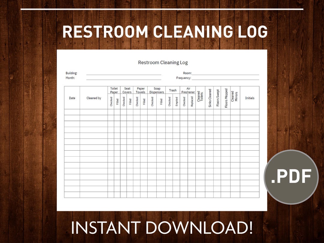 Restroom Cleaning Log | Cleaning Restroom Checklist | Cleaning Forms ...