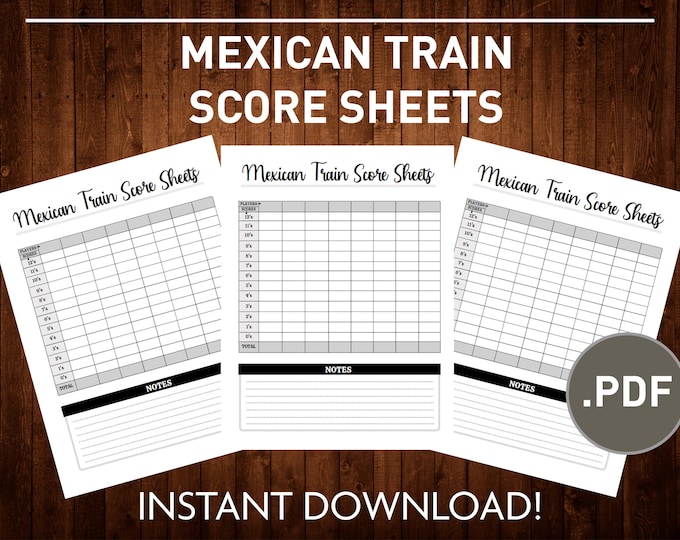 Mexican Train Score Card - Mexican Train Scoresheet - Mexican Train ...