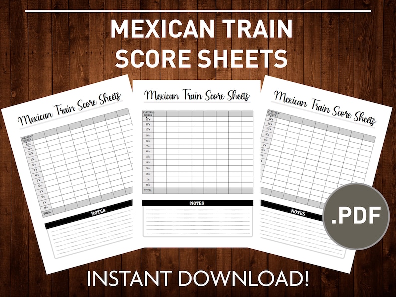 Printable Mexican Train Score Sheet | Mexican Train Template | Mexican ...