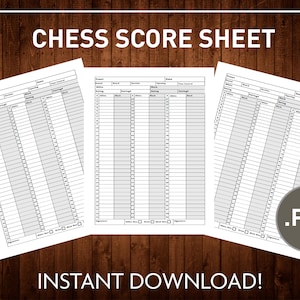 Printable Chess Score Sheet Template | Chess Notation Sheet | Printable ...