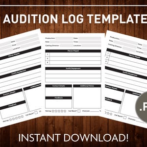 Audition Log Template | Audition Tracker | Audition Worksheet ...