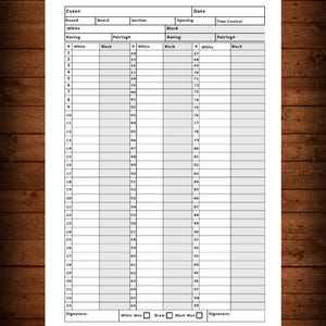 Printable Chess Score Sheet Template | Chess Notation Sheet | Printable ...
