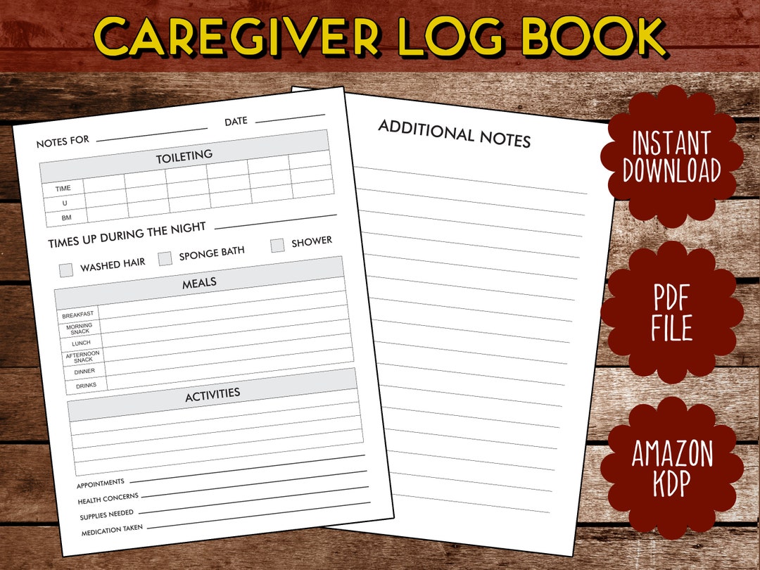 Caregiver Log Book | Journal | Notebook | Record Book | Elderly Care ...