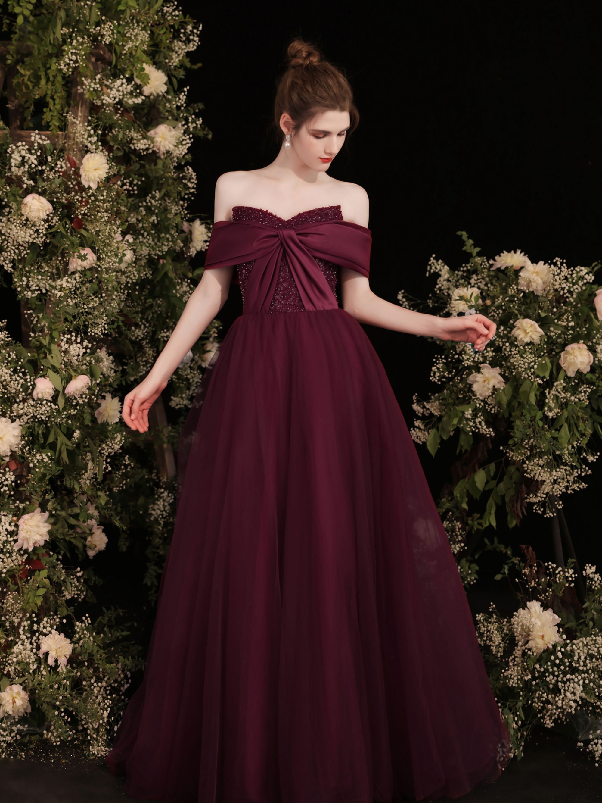 Floor Length Cabernet Prom Dress Evening Dress Prom Gowns - Etsy