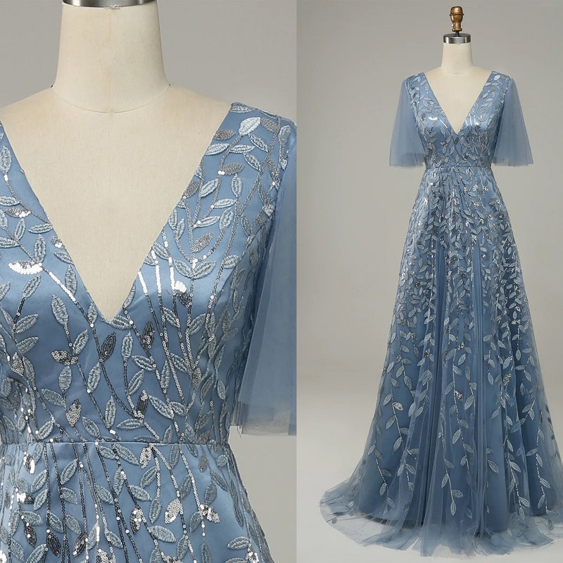 Blue Grey Dress - Etsy