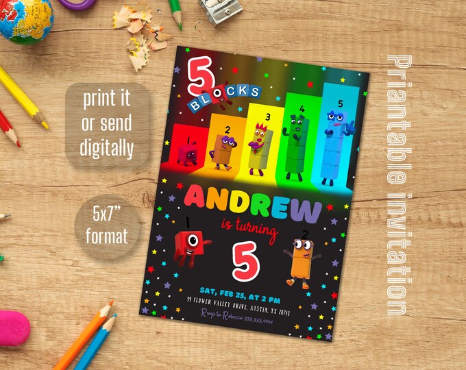 Editable Numberblocks Birthday Invitation Numberblocks Invite ...