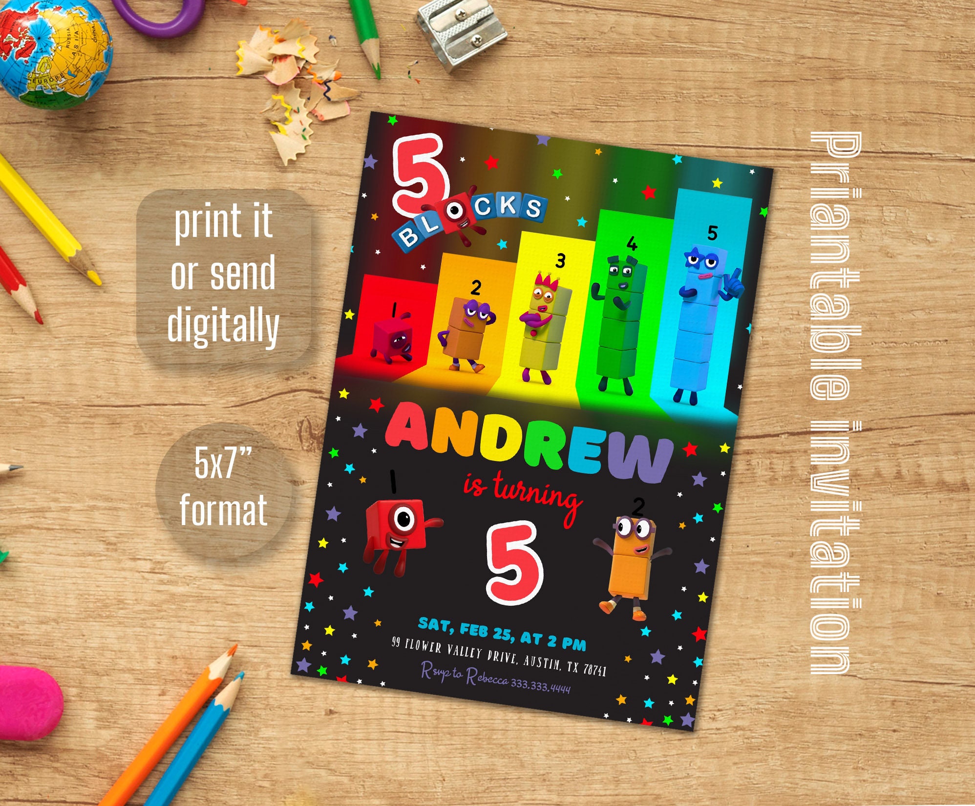 Numberblocks Birthday Invitation, Editable Printable Invitation ...