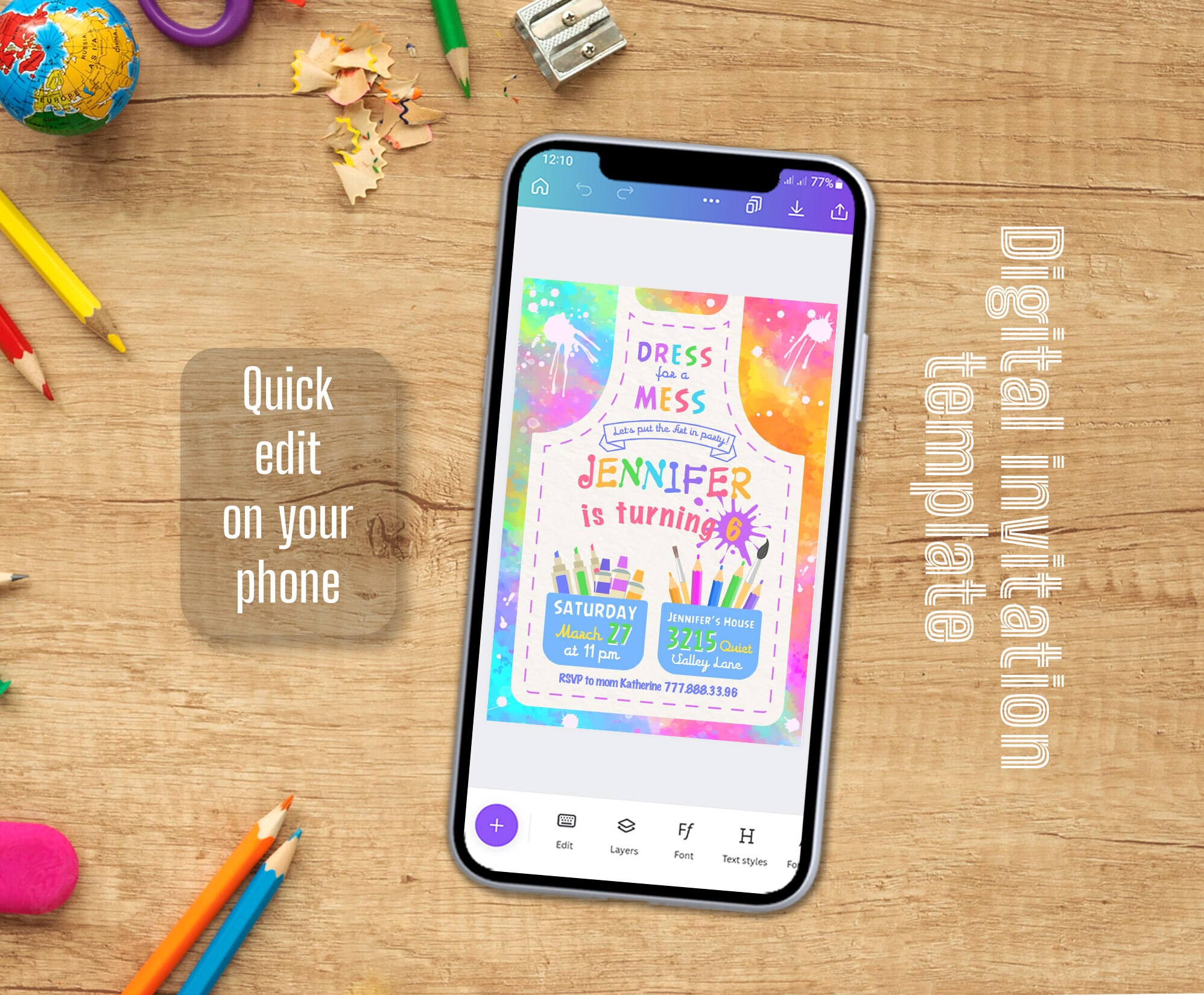 Painting Party Invitation, Art Party Invitation, Art Birthday Party ...