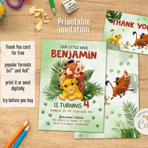 Lion King Birthday Invitation - Etsy