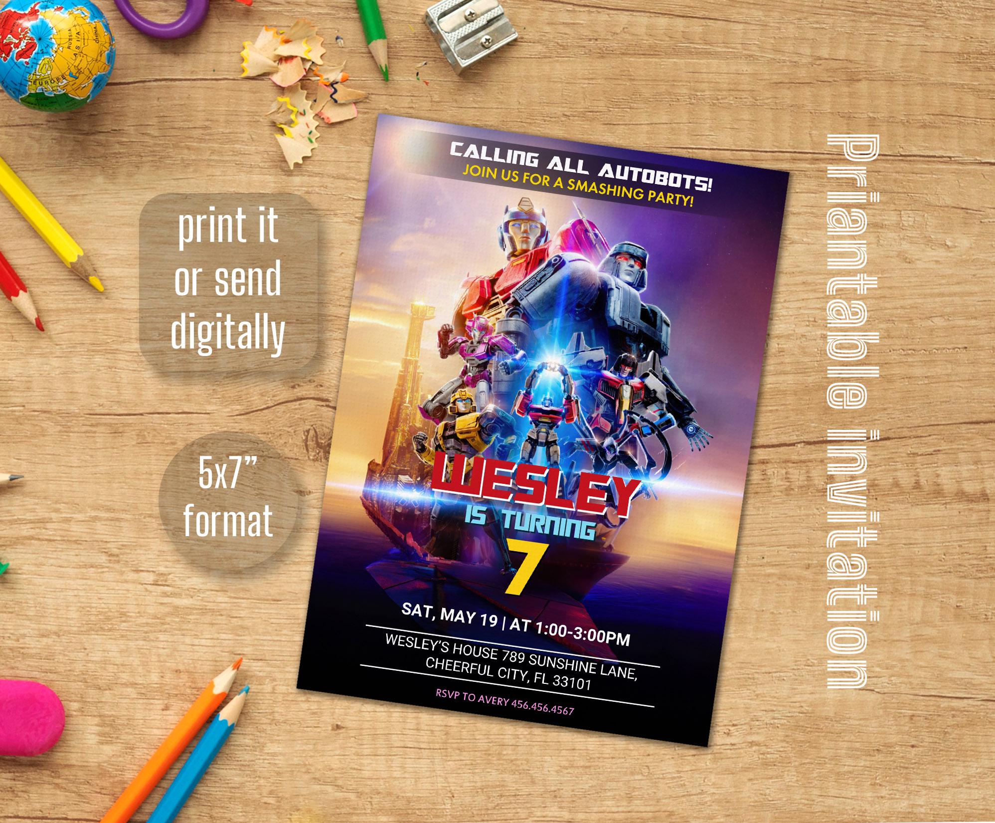 Transformers One Party Evite, Printable Rescue Bots Birthday Invitation ...