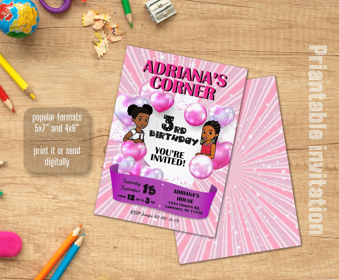 Printable Birthday Invitation, Gracie's Corner Birthday Invite ...
