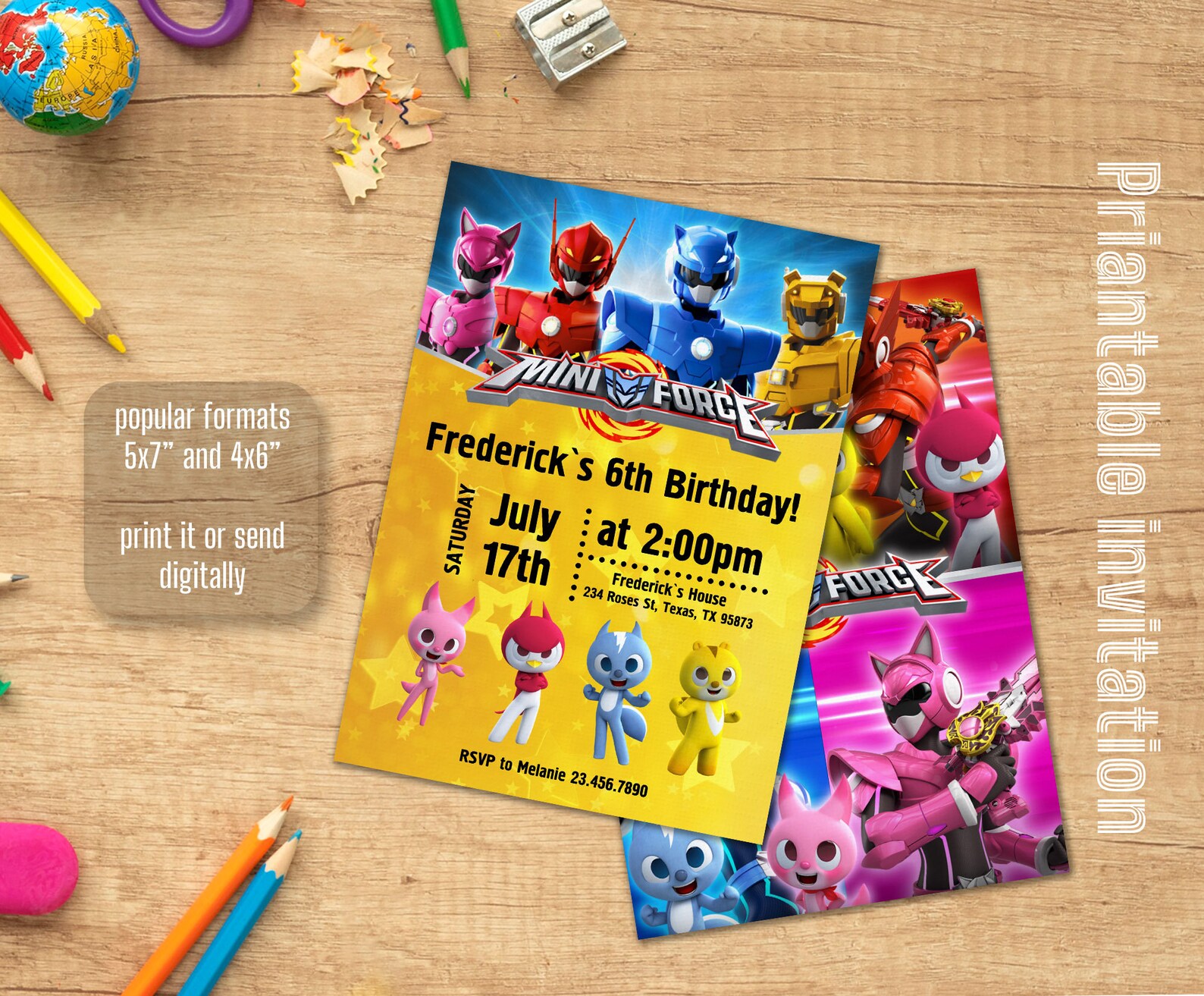 Editable Invitation | Printable Girl Birthday Invite, Mini Force Super ...