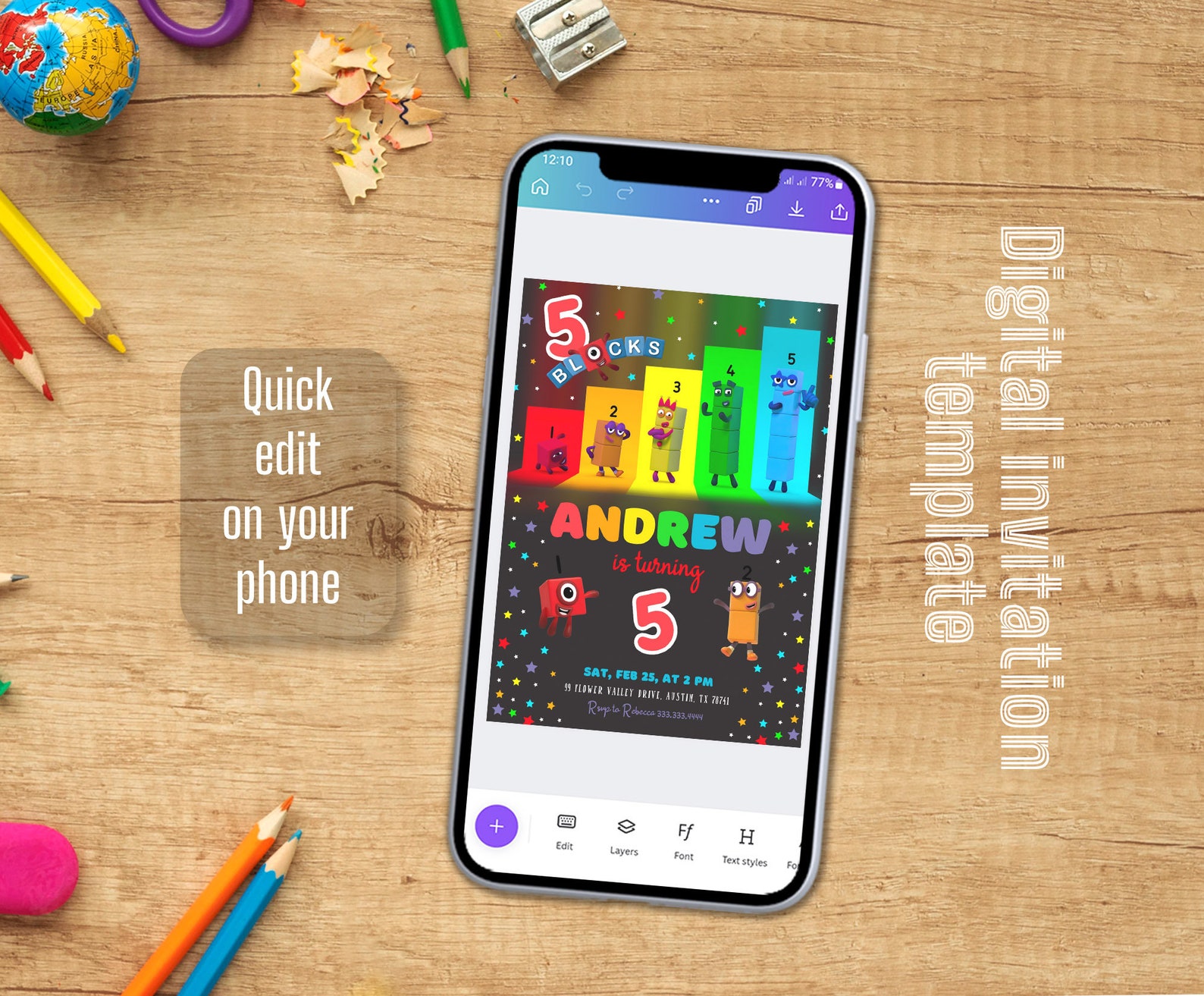 Numberblocks Birthday Invitation, Editable Printable Invitation ...