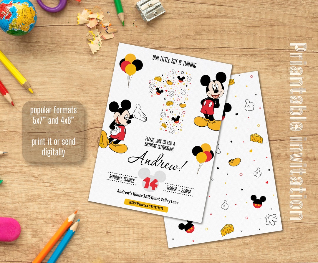 Editable Printable Clubhouse Birthday Invitation, Mickey One Invitation ...