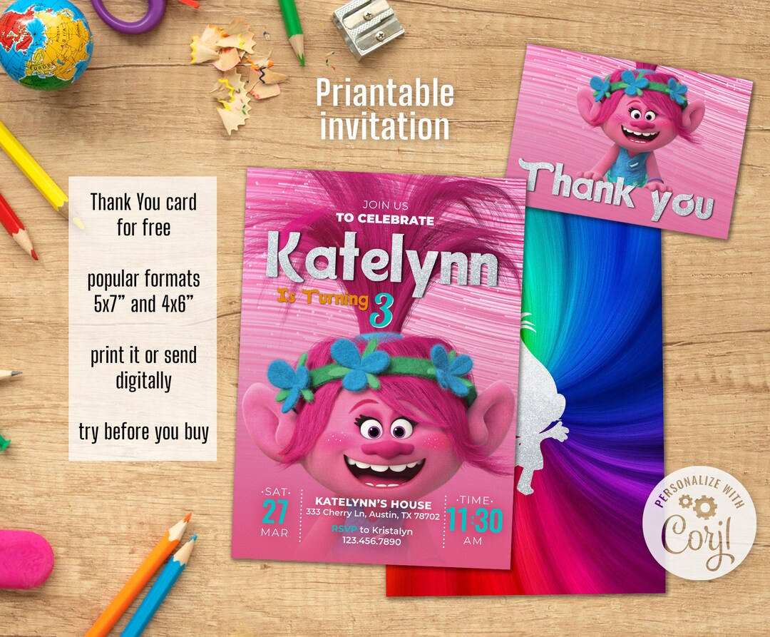Editable Invitation Printable Girl Birthday Invite, Electronic ...