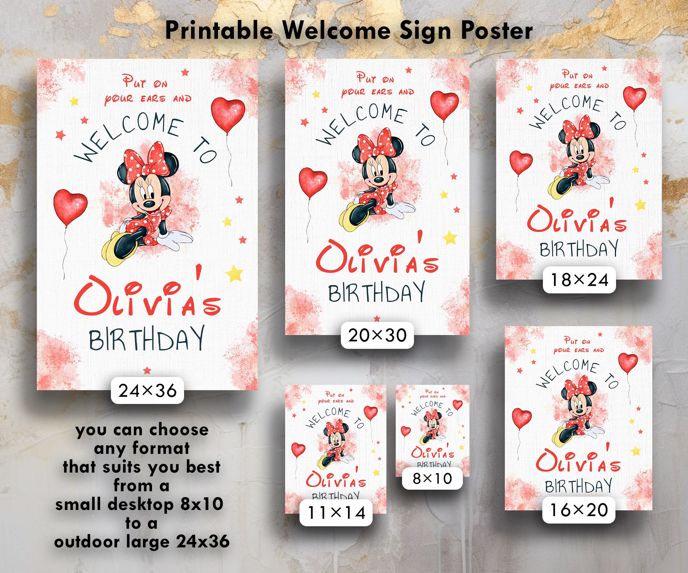 Minnie Printable Welcome Sign Template, Mouse Birthday Party Welcome in ...