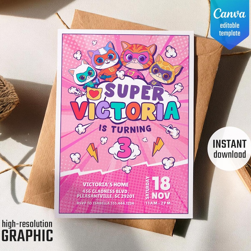 Super Kitty Birthday 3 - Etsy