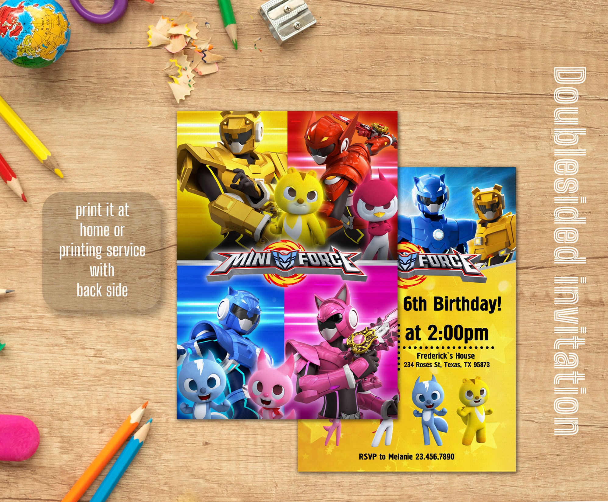 Editable Invitation | Printable Girl Birthday Invite, Mini Force Super ...