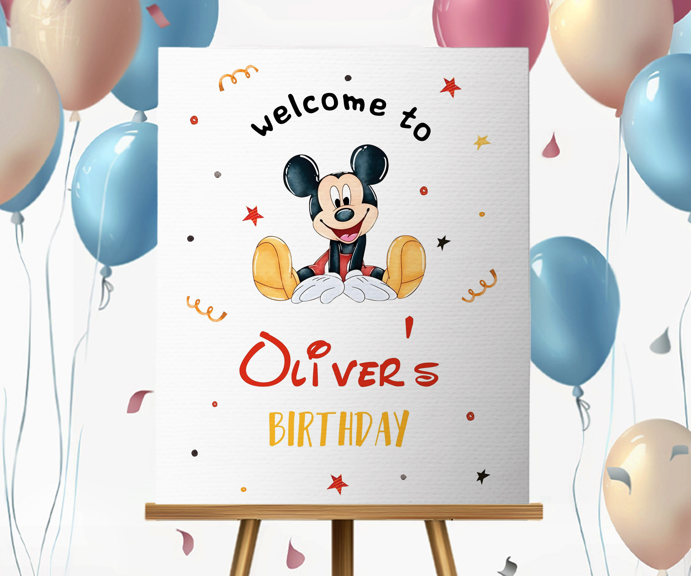 Mickey Printable Welcome Sign Template, Mouse Birthday Party Welcome in ...
