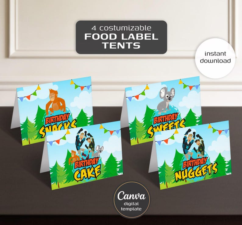 Wild Kratts Printable Table Tent, Food or Name Lable, Birthday Party ...