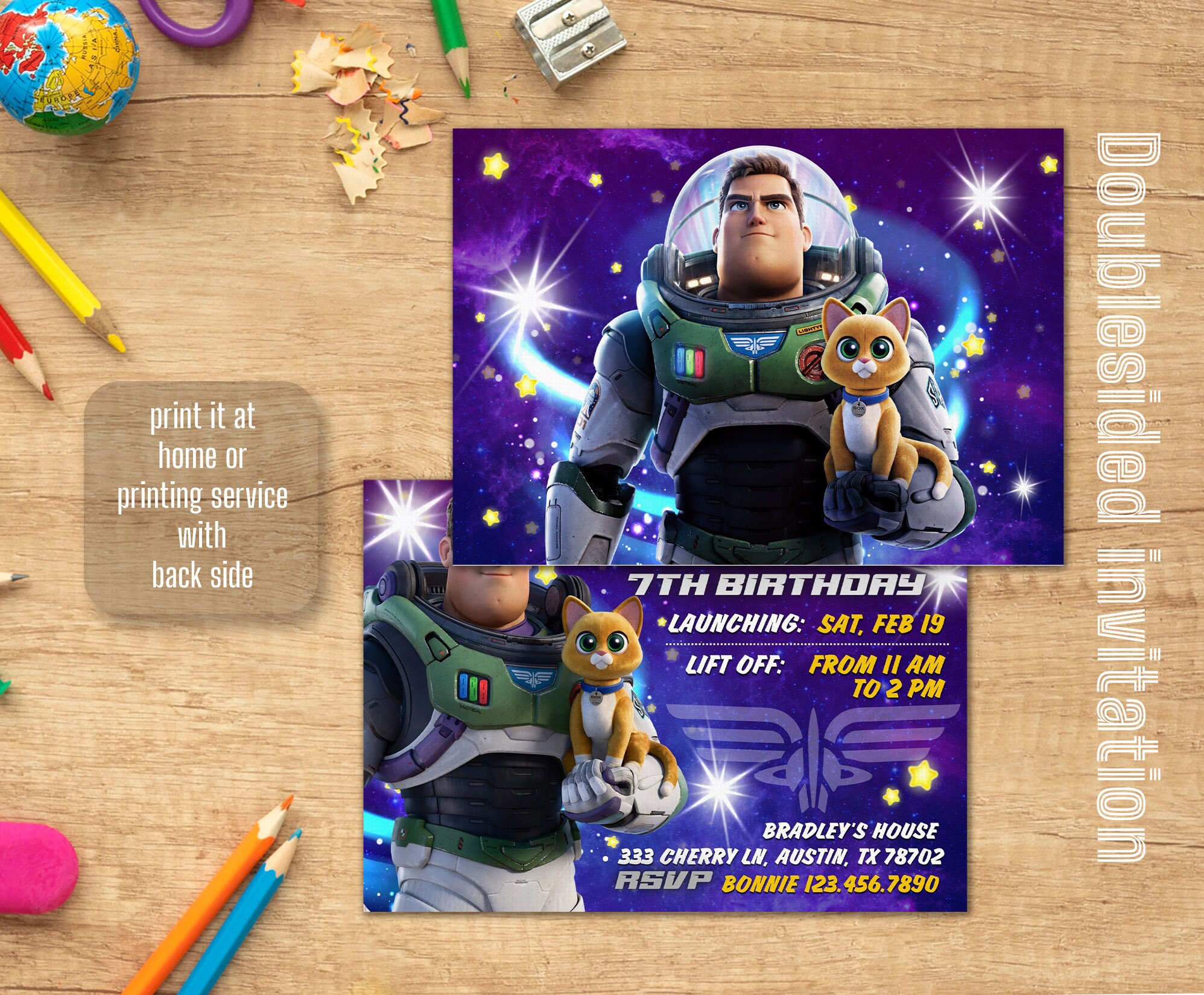 Printable Birthday Invitation, Buzz Lightyear Invite, Spaceman Invite ...