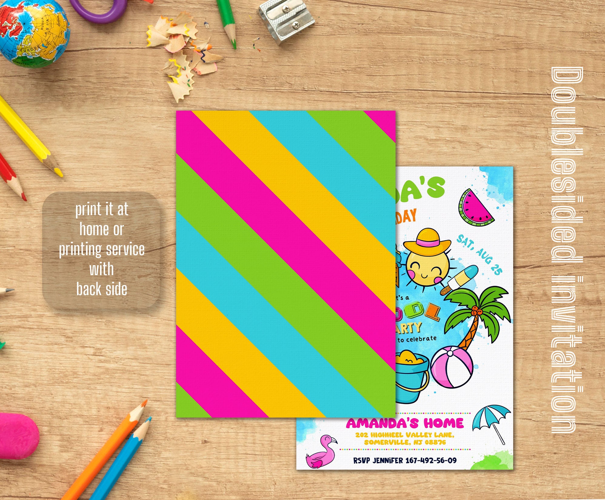 Pool Party Invitation, Pool Party Birthday, Printable Editable Boy Girl ...