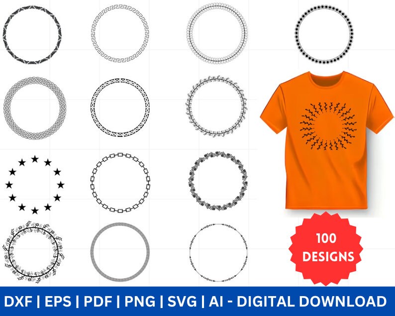 100 Wreath and Circles SVG BUNDLE Svg Eps Dxf Pdf Png Files - Etsy UK