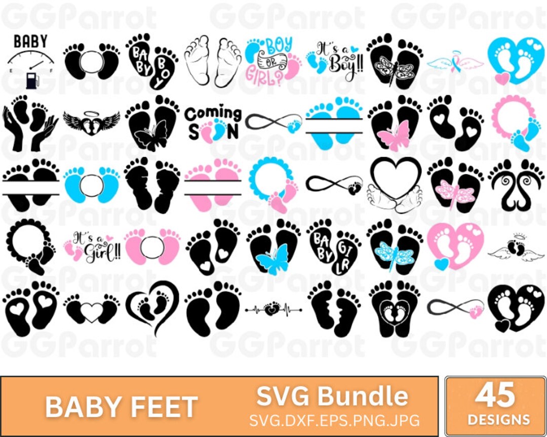 Baby Feet SVG Bundle, Newborn Footprint Designs (digital Download) - Etsy