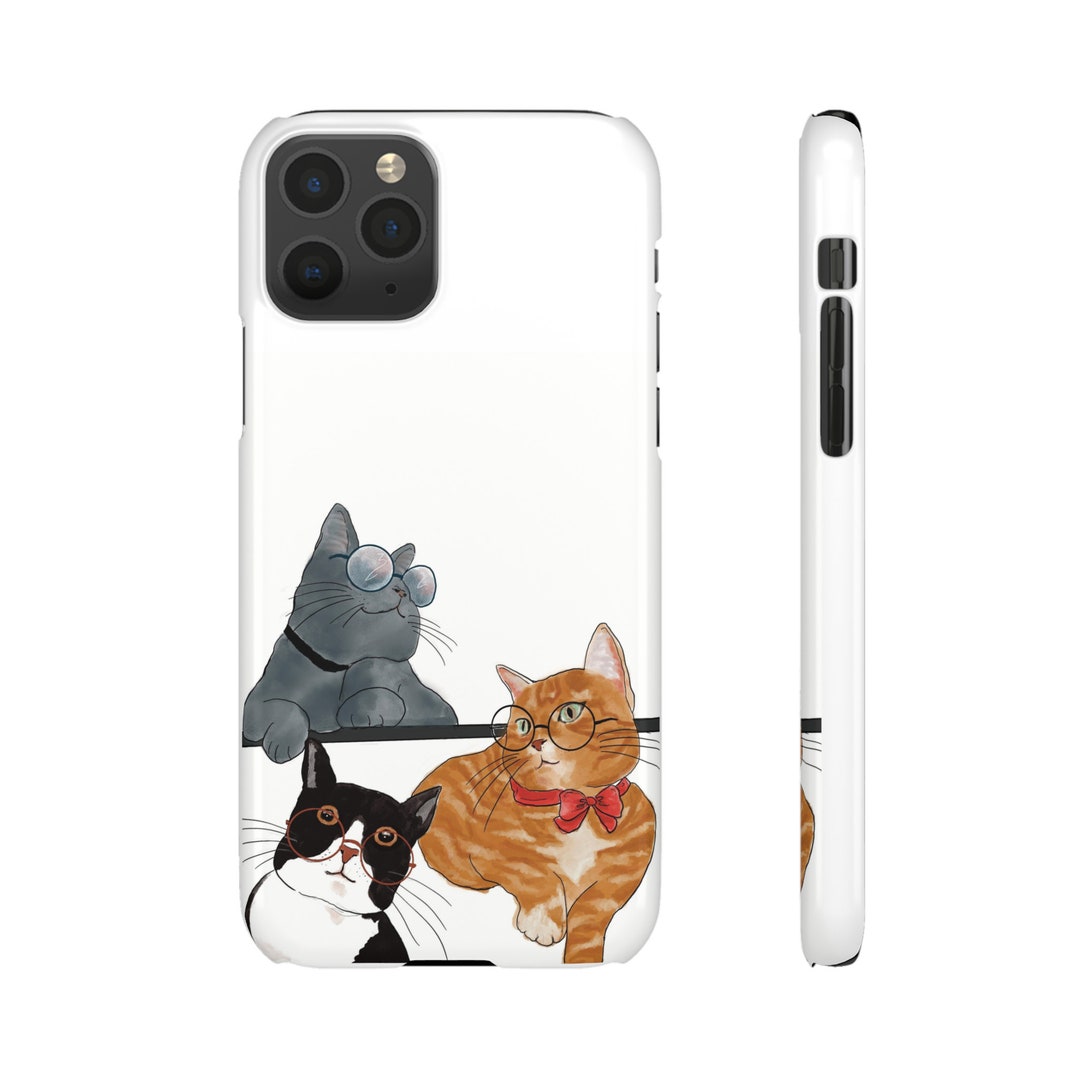 Illustrated Snap Phone Cases - Cool Cats | Cats With Glasses - Etsy