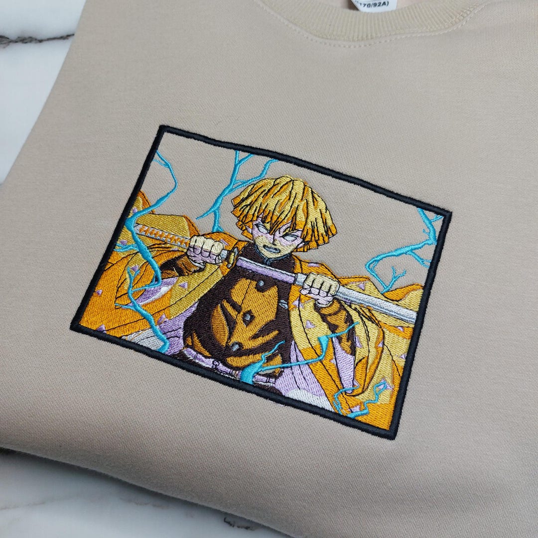 Zenitsu Demon Slayer Embroidered Sweatshirt, Anime Tee, Perfect Gift ...