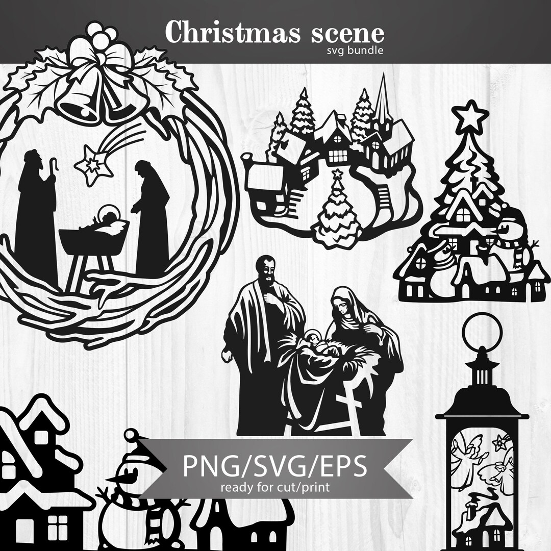 Nativity Scene SVG Christmas Scene Bundle Svg Christmas Tree - Etsy