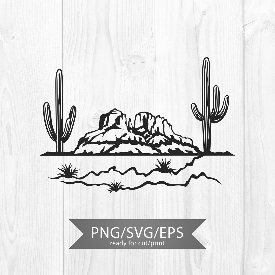 Desert Landscape Svg, Desert Mountainssvg, Desert Svg, Desert Cactus ...
