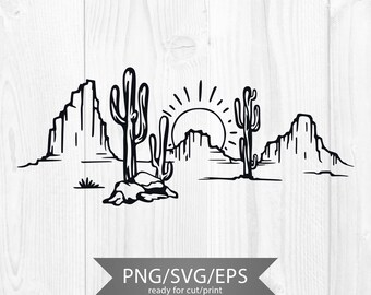 Desert Cactus Svg Desert Landscape Svg Aztec Cactus Svg - Etsy