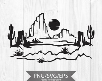 Desert Cactus Svg Desert Landscape Svg Aztec Cactus Svg - Etsy