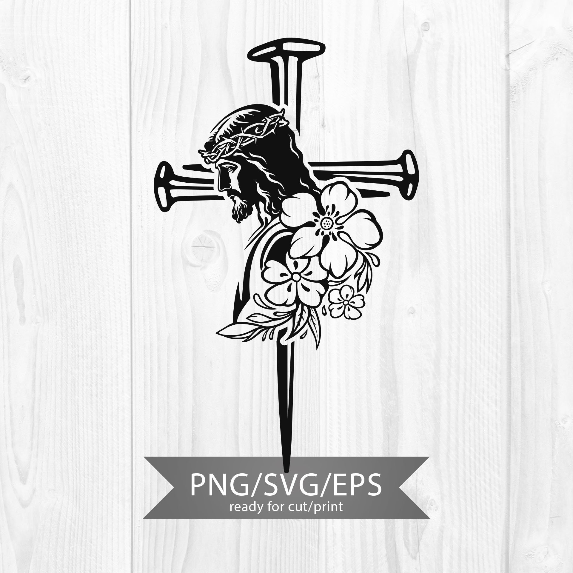 Jesus Cross Svg Jesus Floral Svg Cross Silhouette Svg - Etsy