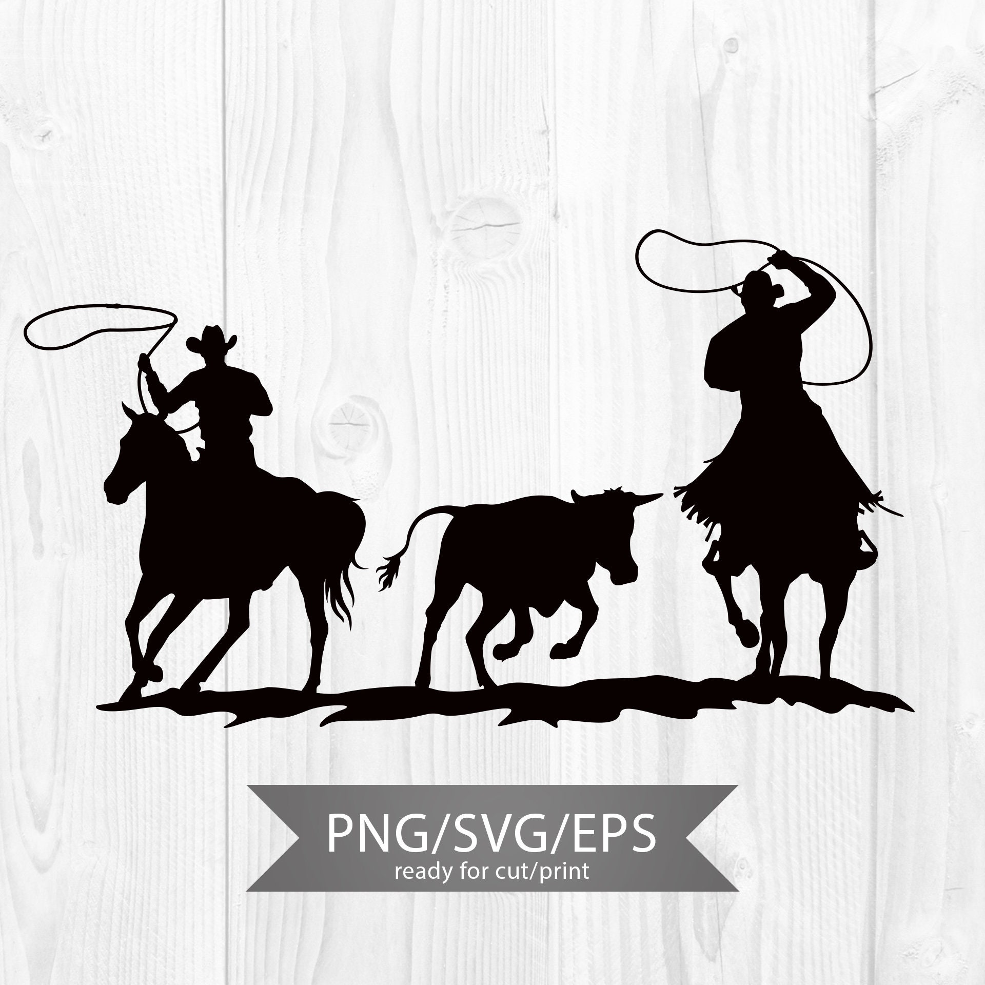 Team Roping Rodeo Svg Ranch Silhouette Svg Dxf Team Roping Etsy
