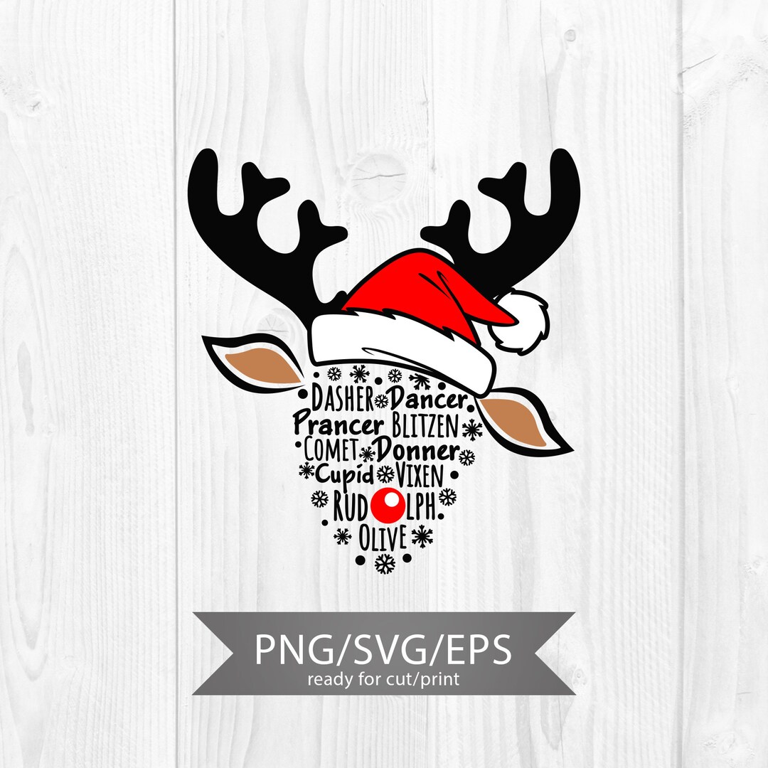 Christmas Reindeer Svg, Santa's Reindeer Svg, Reindeer Names Png, Merry ...
