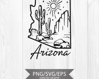 Arizona Svg Arizona Cricut File Desert Landscape Arizona - Etsy