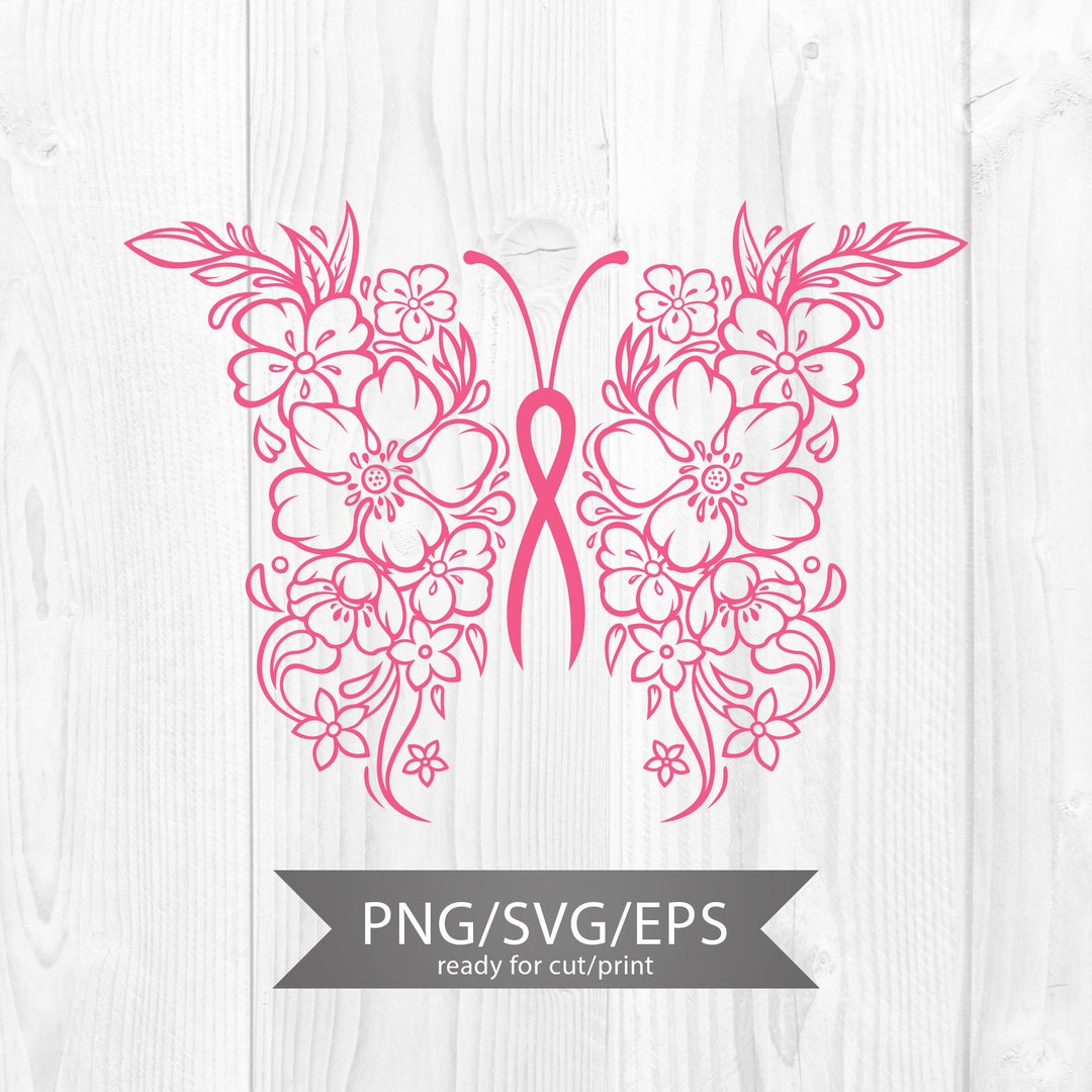 Cancer Ribbon Svg Cancer Awareness Svg Floral Butterfly Svg - Etsy