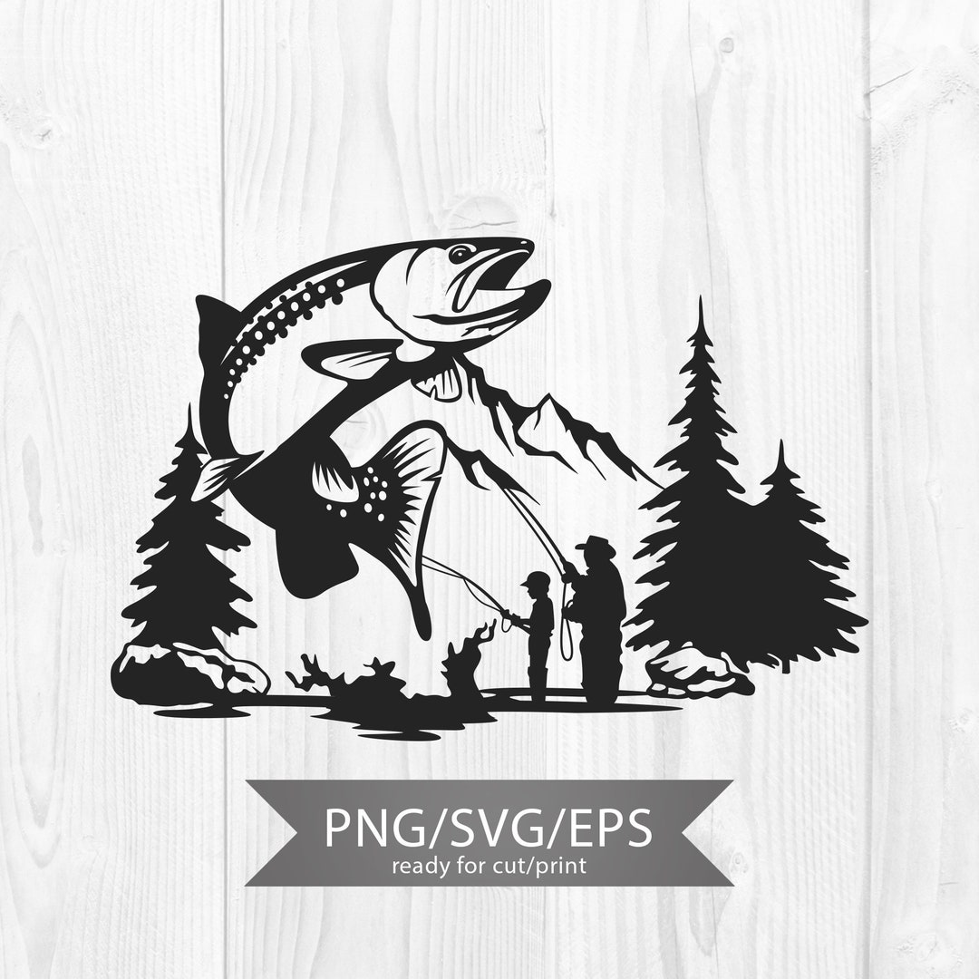 Fisherman Catch Fish Svg Fishing Family Svg Lake Fishing - Etsy