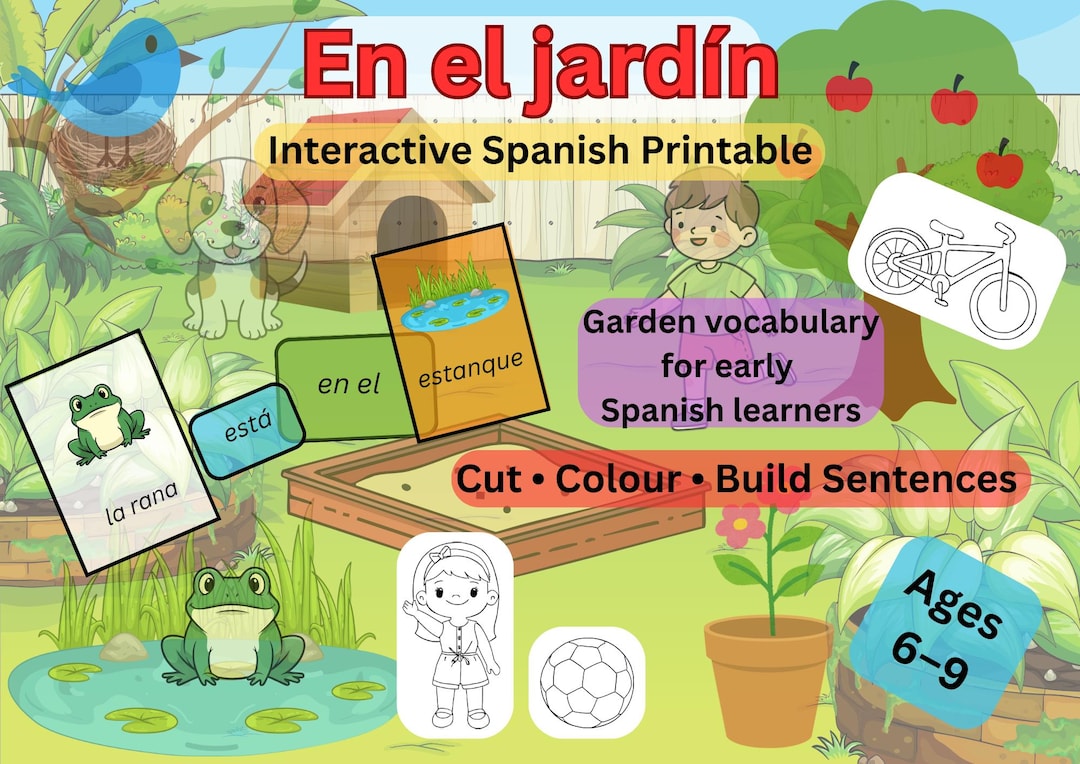 EN EL JARDÍN, Spanish Sentence Building Printable, for Early Spanish ...