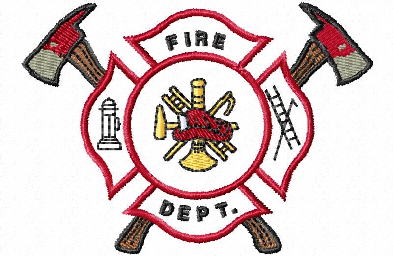 Fire Department Maltese Cross With Firefighter Axes Badge Digital ...