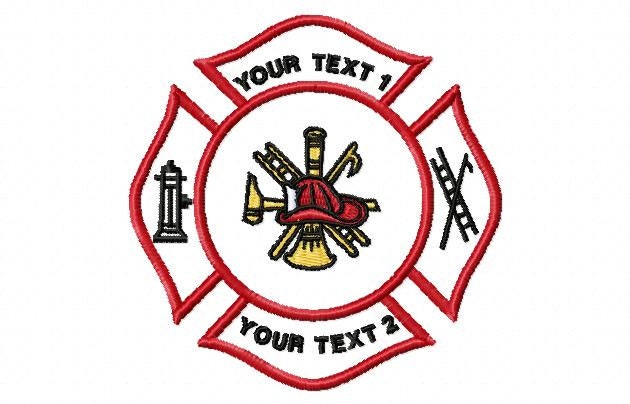 Personalized Fire Department Maltese Cross Badge Digital Embroidery ...
