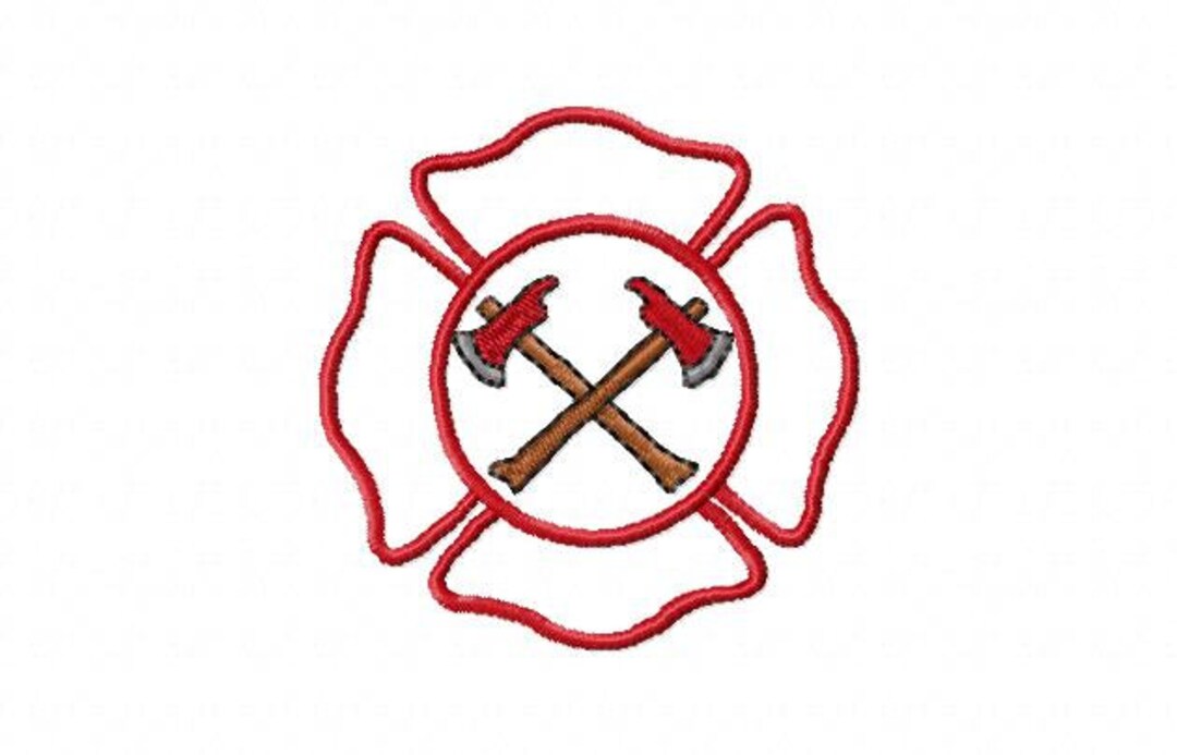 Firefighter Crossed Axes Badge Digital Embroidery Design - Etsy