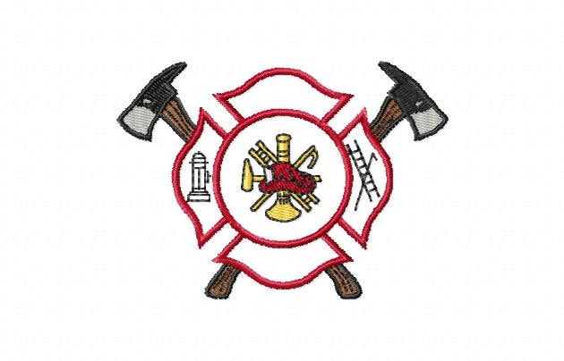 Fire Department Maltese Cross With Firefighter Axes Badge Digital ...